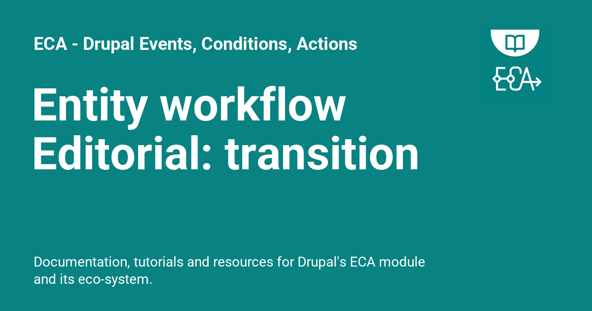 Entity workflow Editorial: transition - ECA - Drupal Events, Conditions ... Entity workflow Editorial: transition - ECA - Drupal Events, Conditions ...